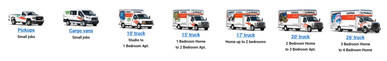 U-Haul Truck Size: Choose the Right Sized Moving Truck - Size-Charts ...