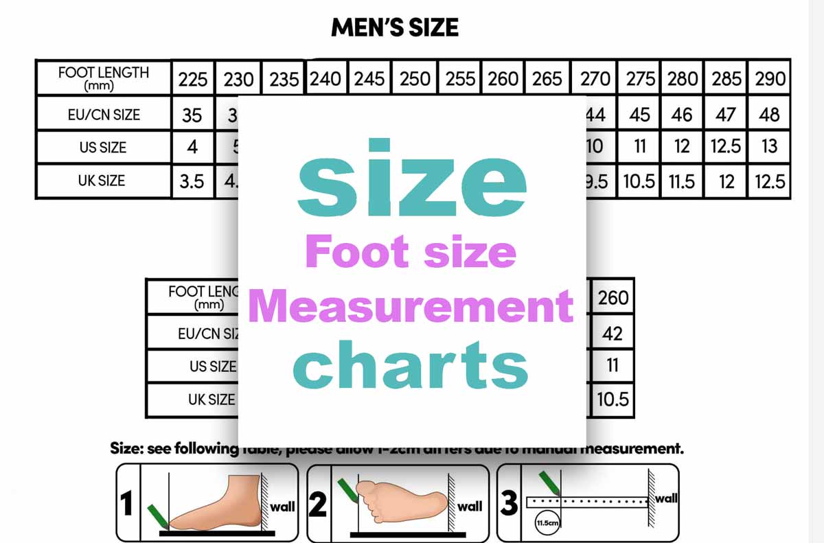 Foot Size Charts For Adults And Kids What s My Shoe Size 