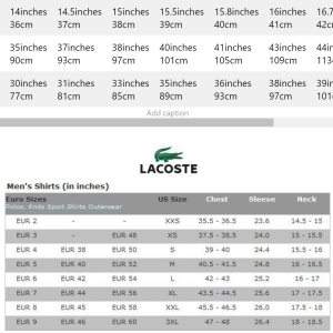 Lacoste Size Chart for adults & kids: What's my Lacoste size?